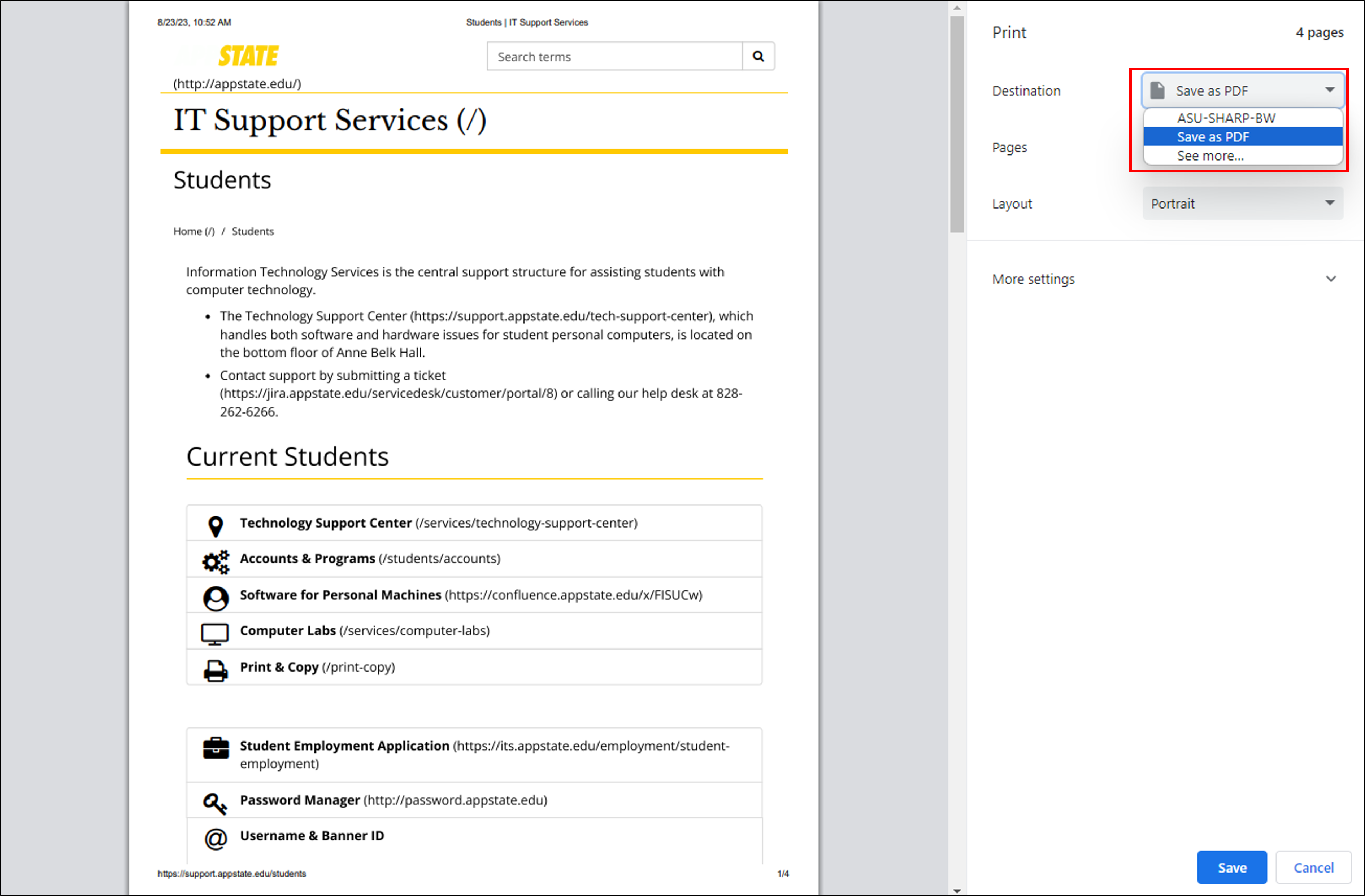 Saving A Document As A Pdf Appalachian Technology Knowledge Base Confluence